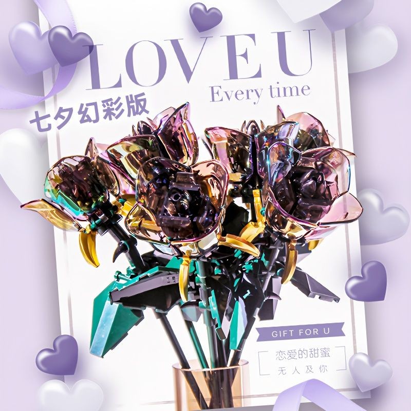 Black Rose Lego Symphony Black Rose Handmade Building Blocks Flower ...