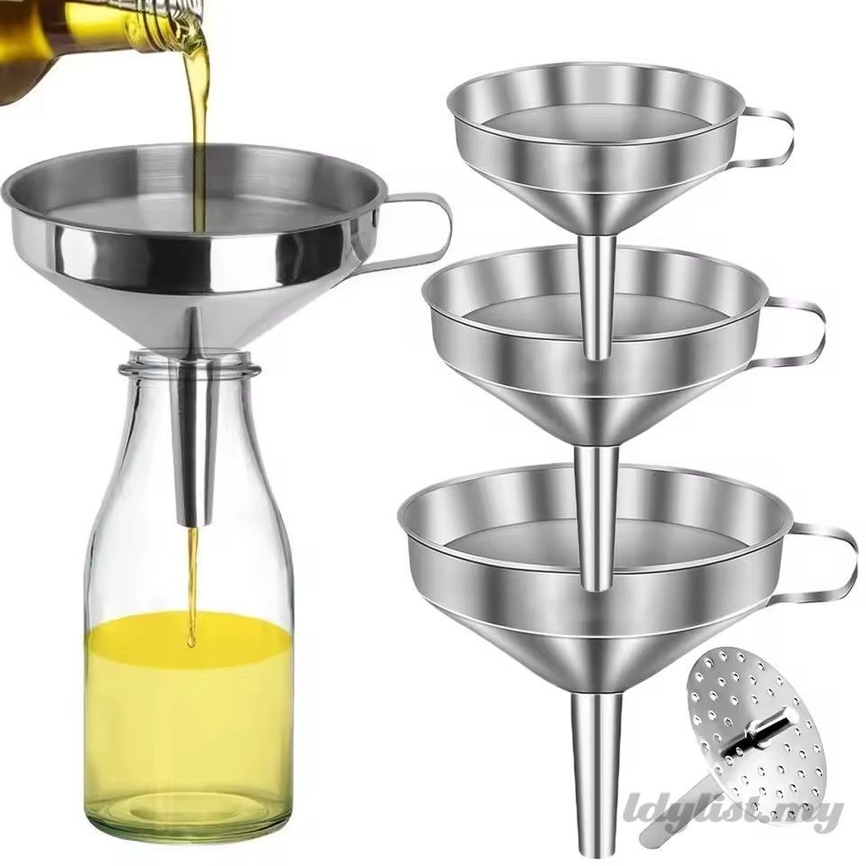 ღ 3 Sizes Stainless Steel Kitchen Funnel Food Grade Metal Funnel With ...