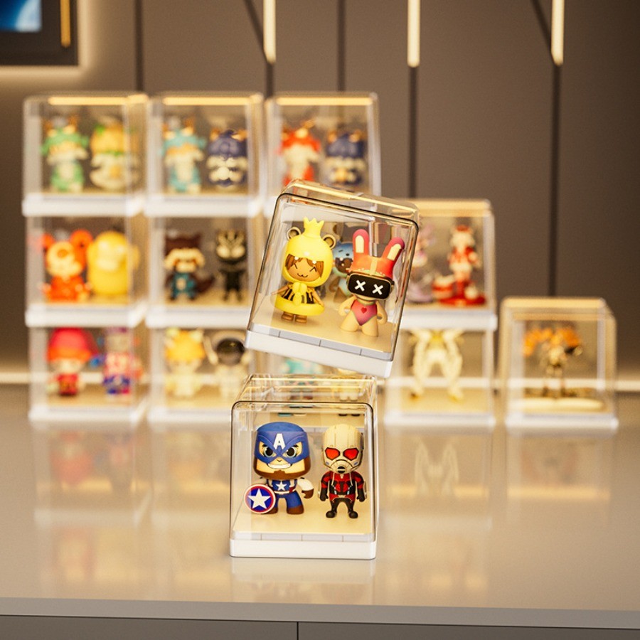 Small Acrylic Doll Storage Box Stackable Popmart Display Box Figurine ...