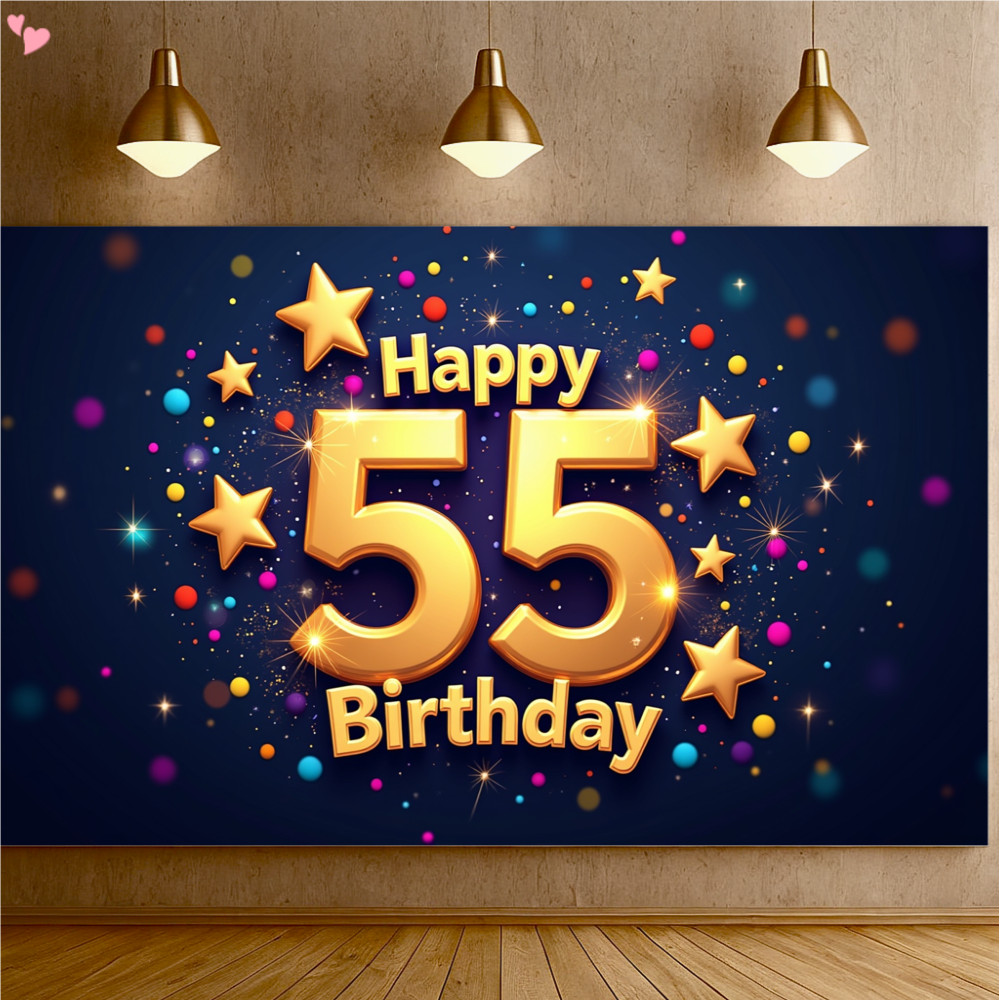 Happy Birthday Backdrop Banner 55th Birthday Party Decorations ...
