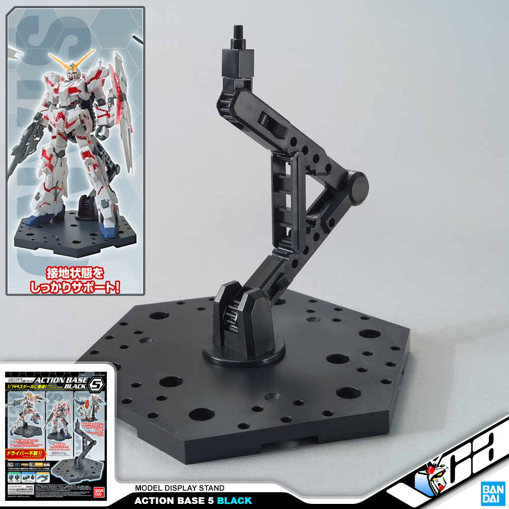 BANDAI GUNPLA ACTION BASE 5 BLACK MODEL ACTION FIGURE DISPLAY STAND VCA ...
