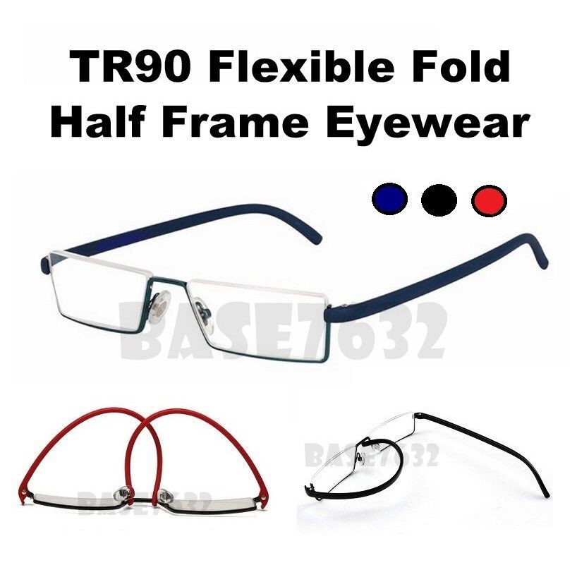 TR90 Flexible Semi Half Frame Spec Spectacle Optical Eyewear Glass ...