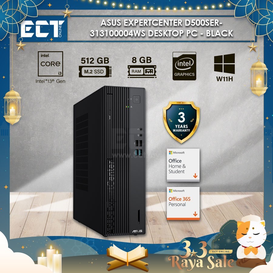 Asus ExpertCenter D500SER-313100004WS Desktop PC (i3-13100 4.5Ghz, 512GB, 8GB D5, Intel, W11 ...