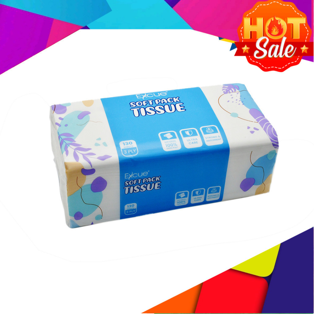 (130'sheets/Pack) Tisu Muka, Face Tissue, Soft Pack Tissue 3 Ply (130's ...