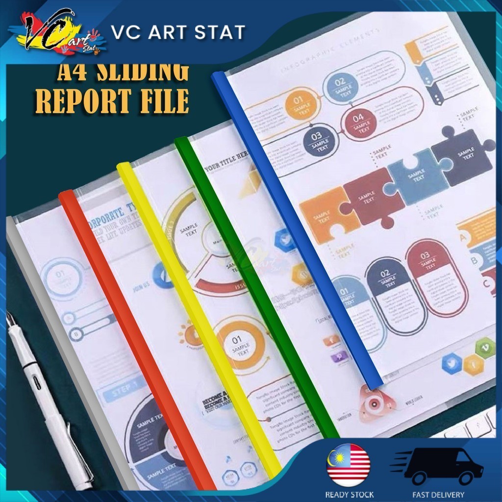 VC Art A4 Sliding Report File Folder 0.14mm 70 sheets Paper Slide Grip ...
