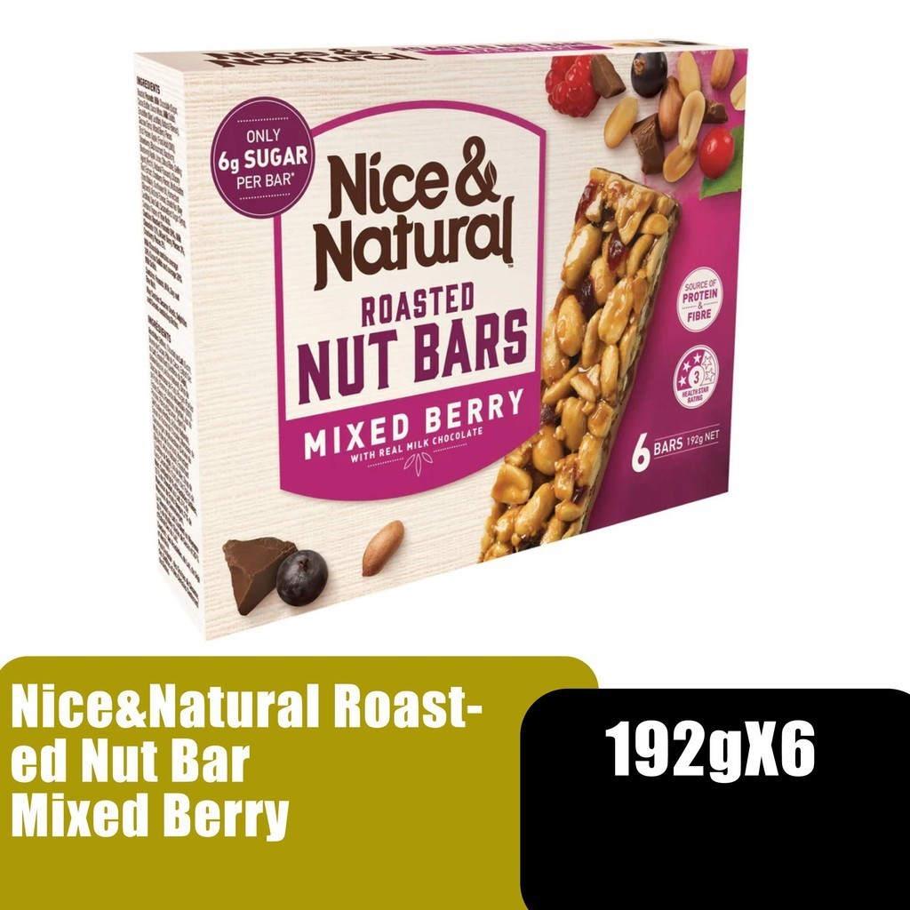 Nice&Natural Roasted Nut Bar Mix Berry 192g x 6 Protein Bar 蛋白棒 / 健康零食 ...