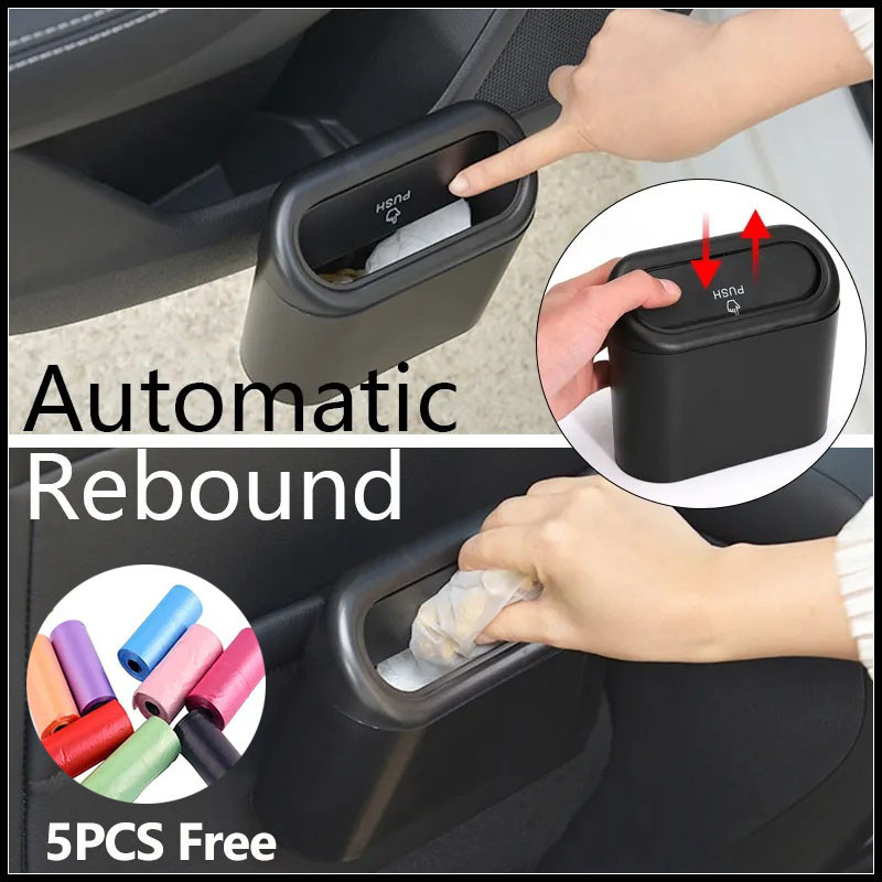Car Dustbin Box Trash Bin Flip Lid Waterproof Recycling Bin Rubbish Box ...