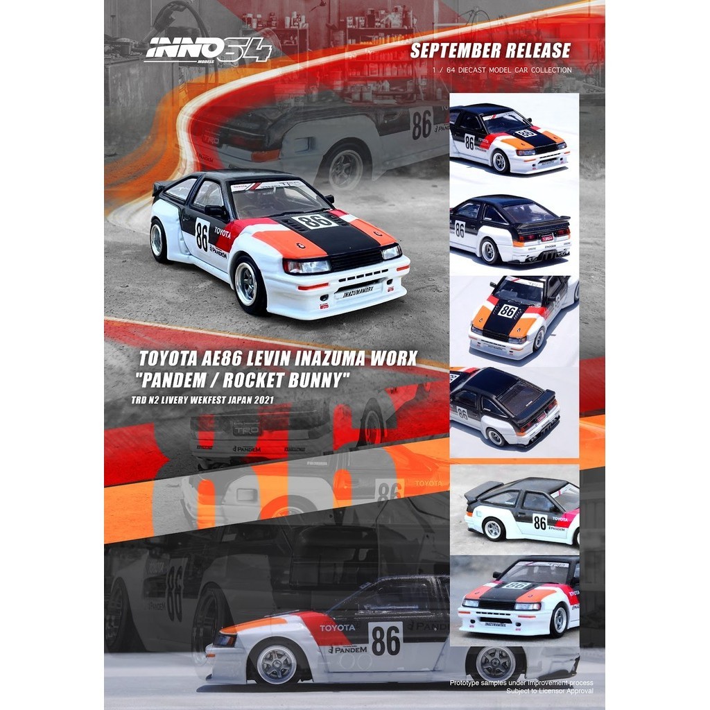 INNO MODELS INNO64 1/64 TOYOTA AE86 LEVIN INAZUMA WORX PANDEM ROCKET ...