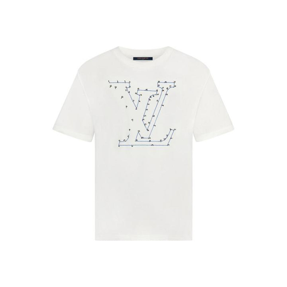 Louis Vuitton LV Stitch Print and Embroidered Tee White | Shopee Malaysia