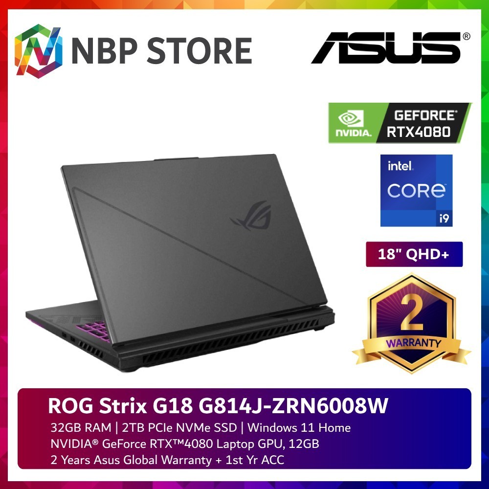 Asus ROG Strix G18 G814J-ZRN6008W 18'' QHD+ 240Hz Gaming Laptop ( I9 ...