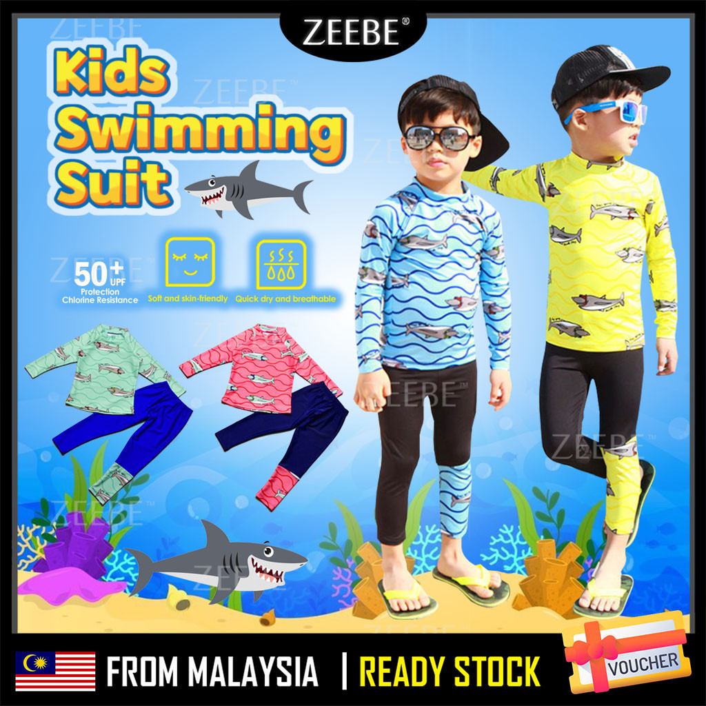 ZEEBE Kids Boy Swimming Suit Long Sleeve Long Pants Swimsuit Swimwear ...