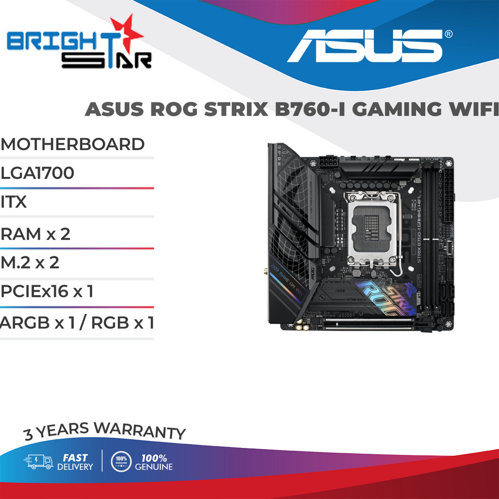 ASUS ROG STRIX B760-I GAMING WIFI LGA1700 Intel ITX Motherboard ...