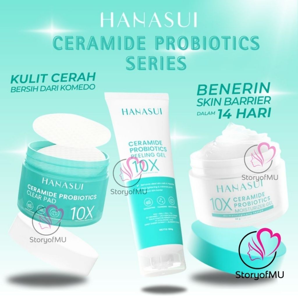 HANASUI 10X CERAMIDE PROBIOTICS MOISTURIZER GEL 30GR | CLEAR PAD 30PAD ...