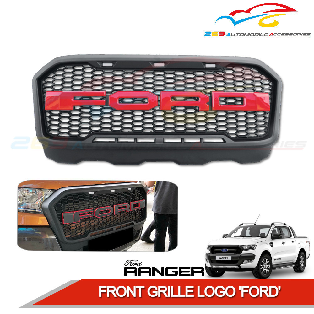 FORD RANGER XLT WILDTRAK T7 2016-2018 FRONT GRILLE GRILL RED LOGO 'FORD ...