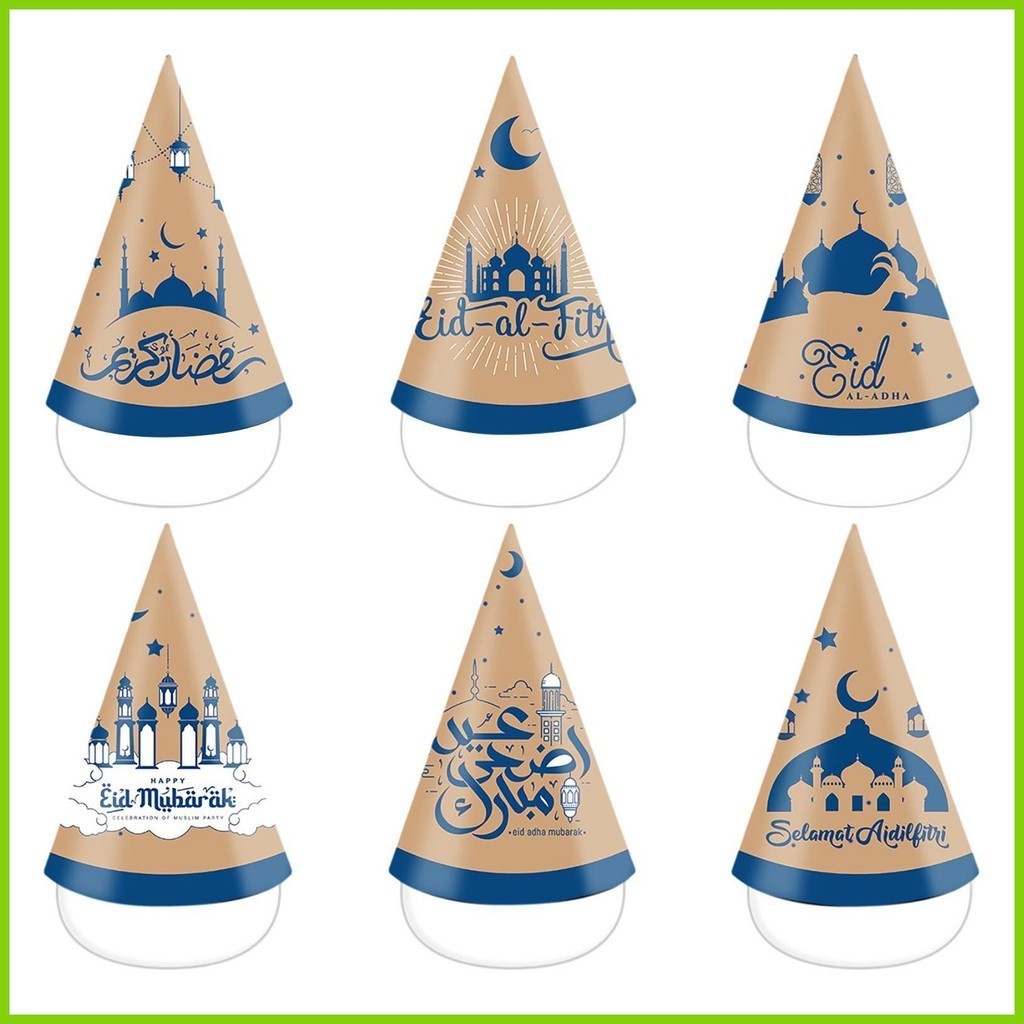 Eid Paper Hats 6 pcs Middle East Paper Cone Shape Eid Caps Party Hats ...
