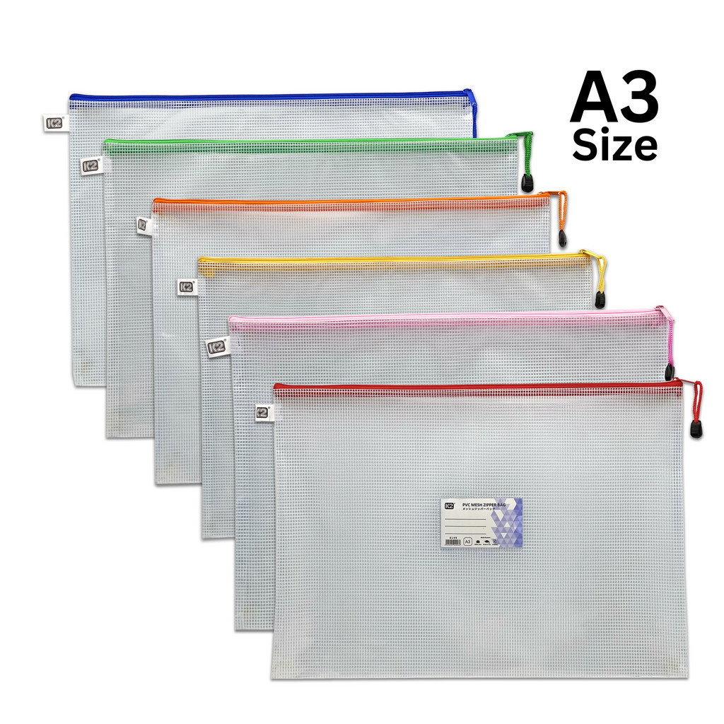 PVC Mesh Zipper Bag A3 (6199) - 12pcs | Shopee Malaysia