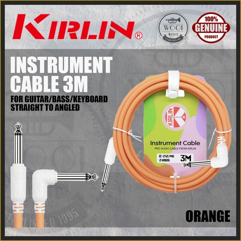 Kirlin IC-242-3M Orange 24AWG Straight to Angled Instrument Cable - 3M ...