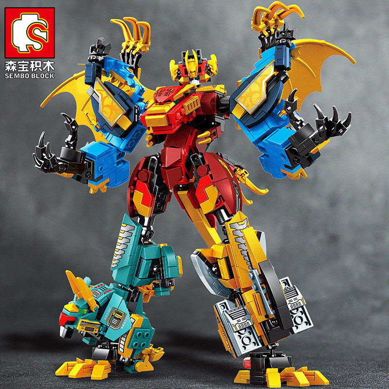 Transforming block puzzle assembly robot mecha dinosaur diamond ...