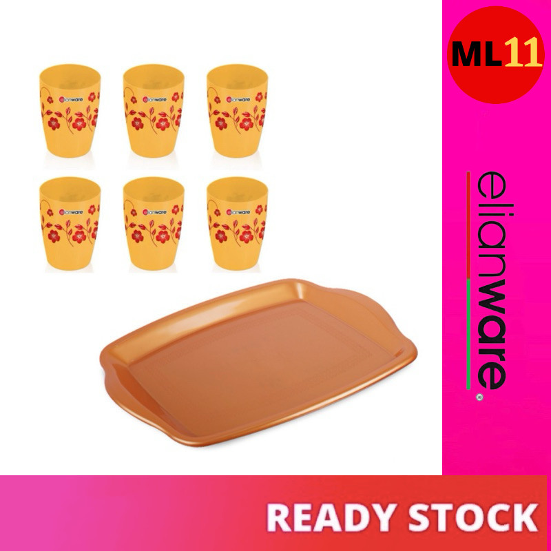 (7 PCS) ELIANWARE Plastic Serving Tray with / Dulang Air Hidangan ...