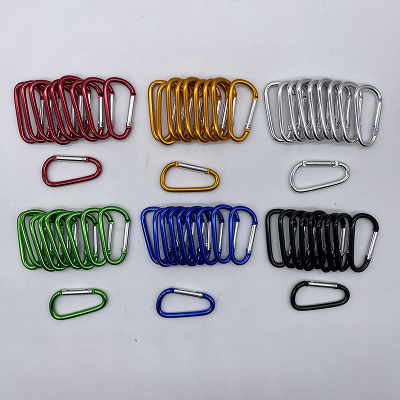 (10pcs.) 50/70 Mm Colored Aluminum Carabiner D Ring Keychain Clips ...