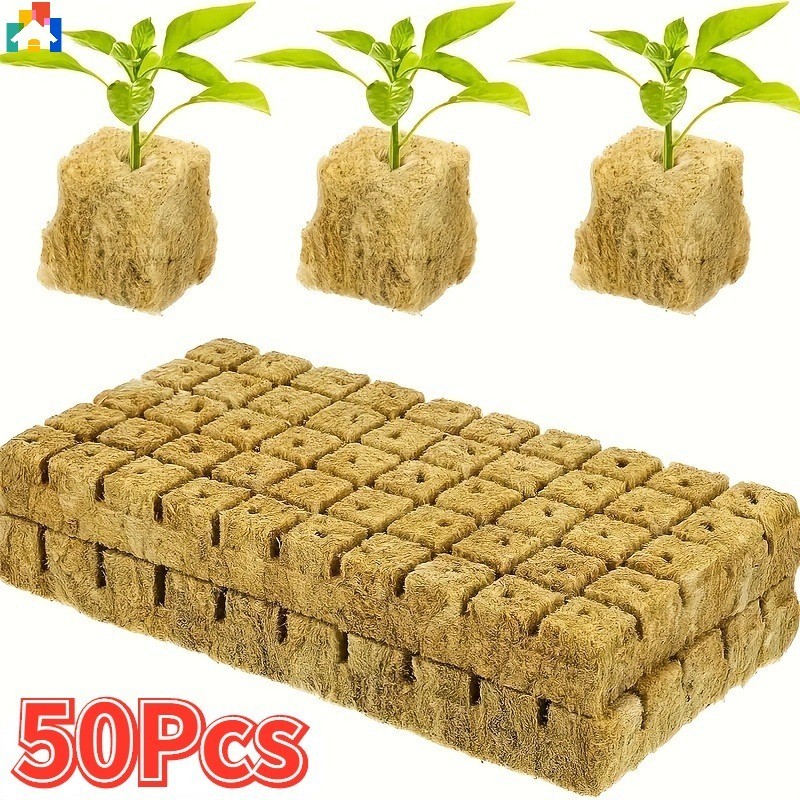 50Pcs Square Rock Wool Grow Stonewool Hydroponic Grow Media Plant ...