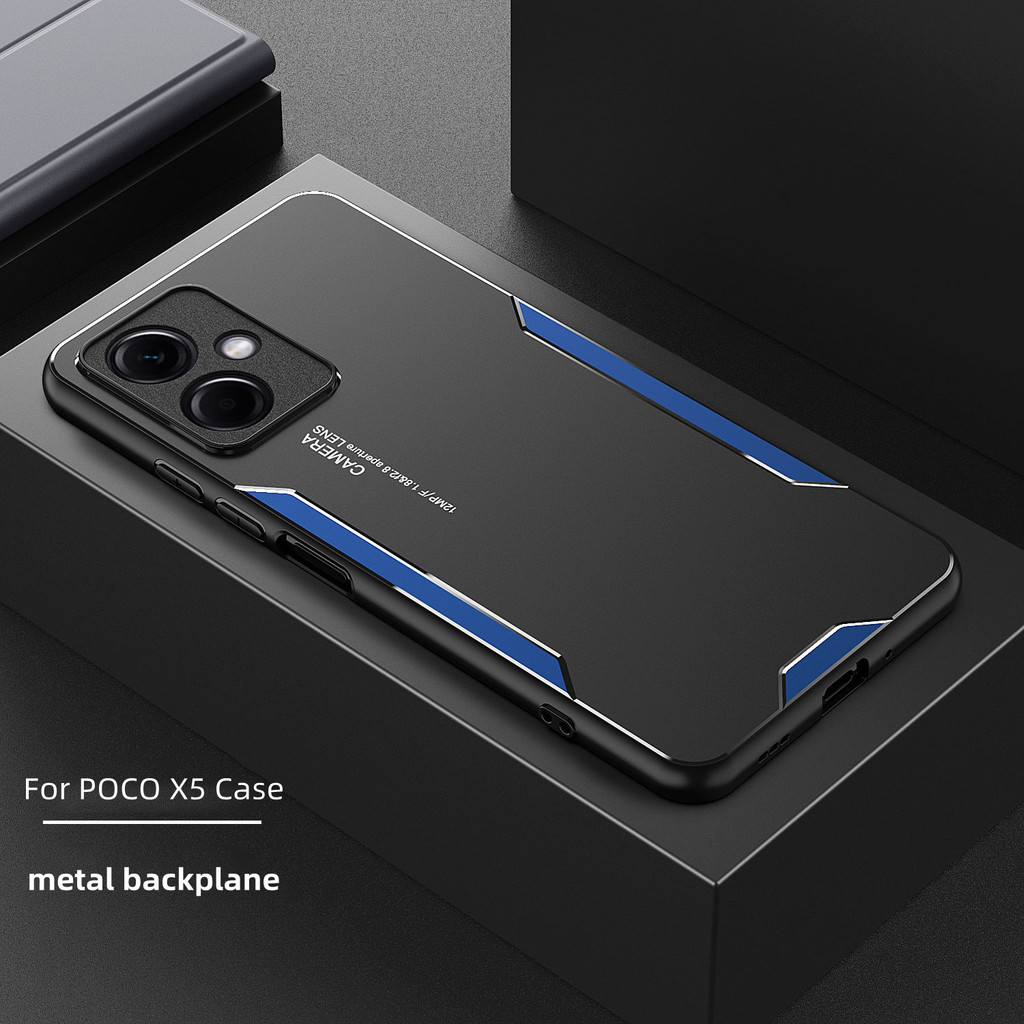 For POCO X5 Pro Case Luxury Metal Back Panel Scratch Resistant Hard ...