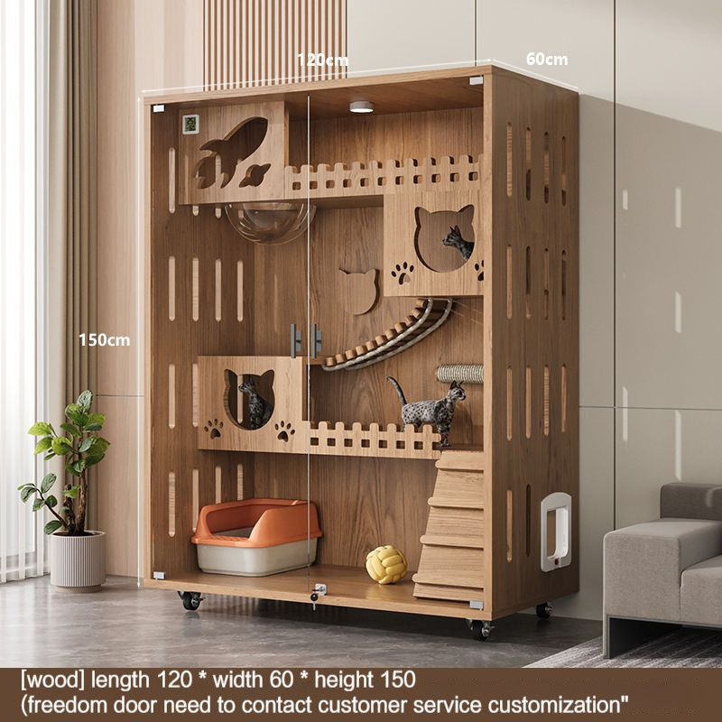 Cat Villa Solid Wood Cat Cage Cat House Home Cat Nest Display Cabinet