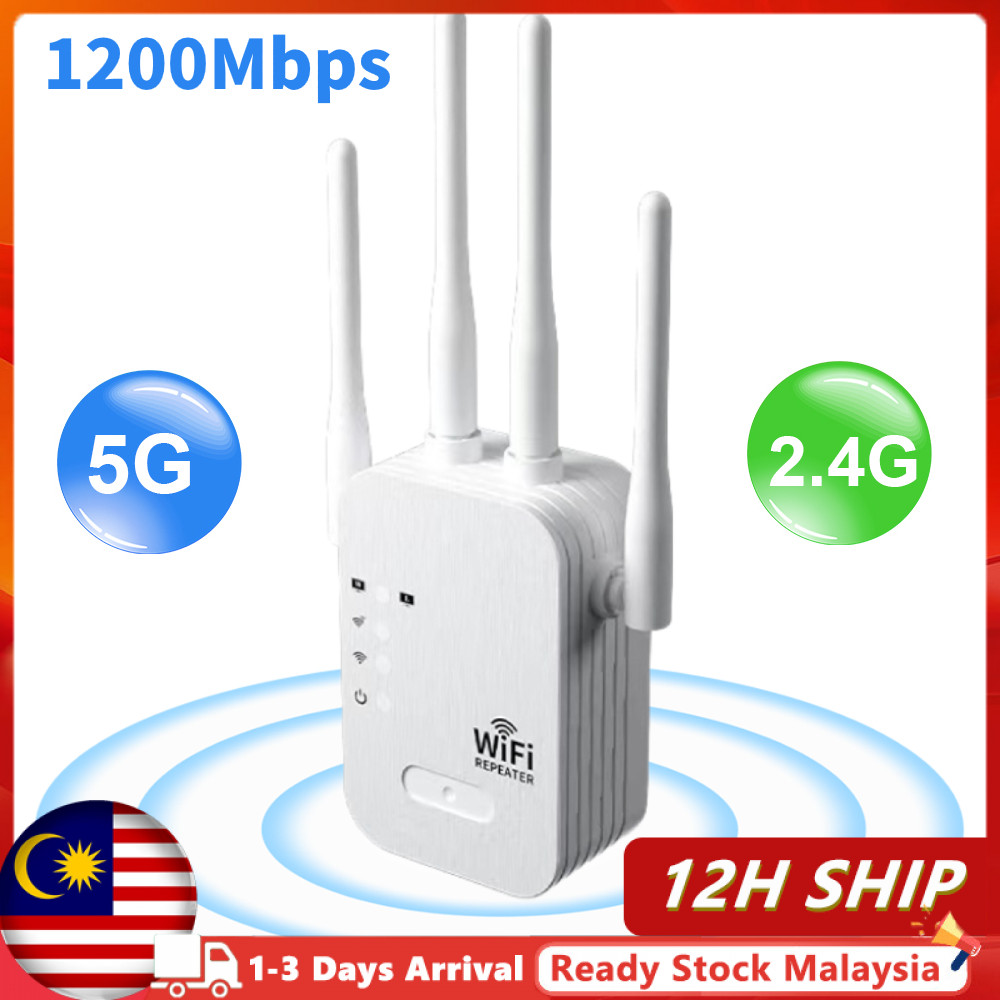 [Local Seller] 2.4G/5Ghz Wireless WiFi Repeater Wi Fi Signal Booster 1200Mbps WiFi Amplifier 5G ...