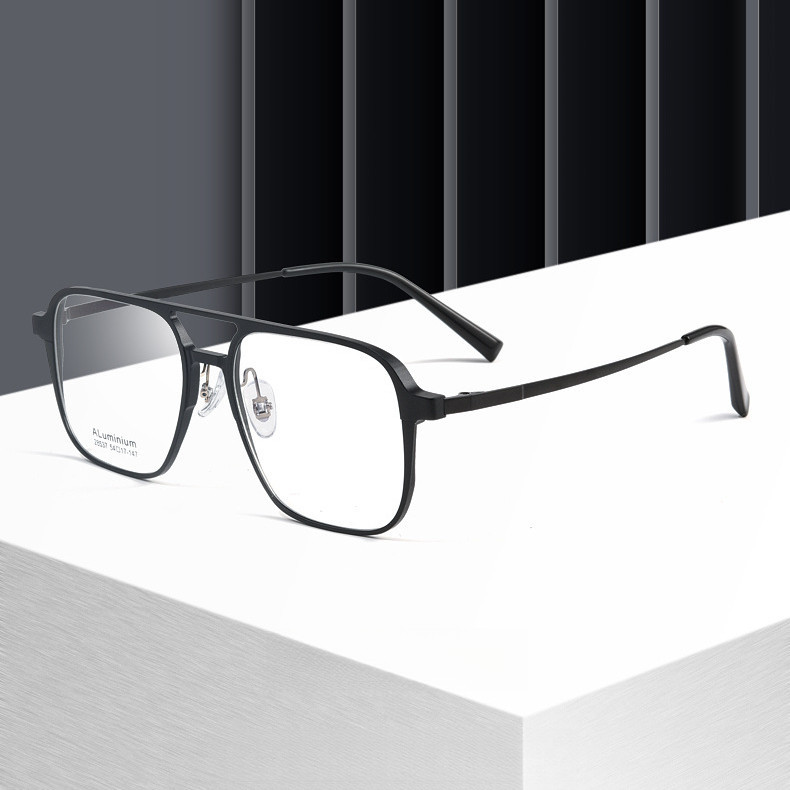 Ultra Light Pure Titanium Glasses Frame Square Double Beam Eyewear Men ...