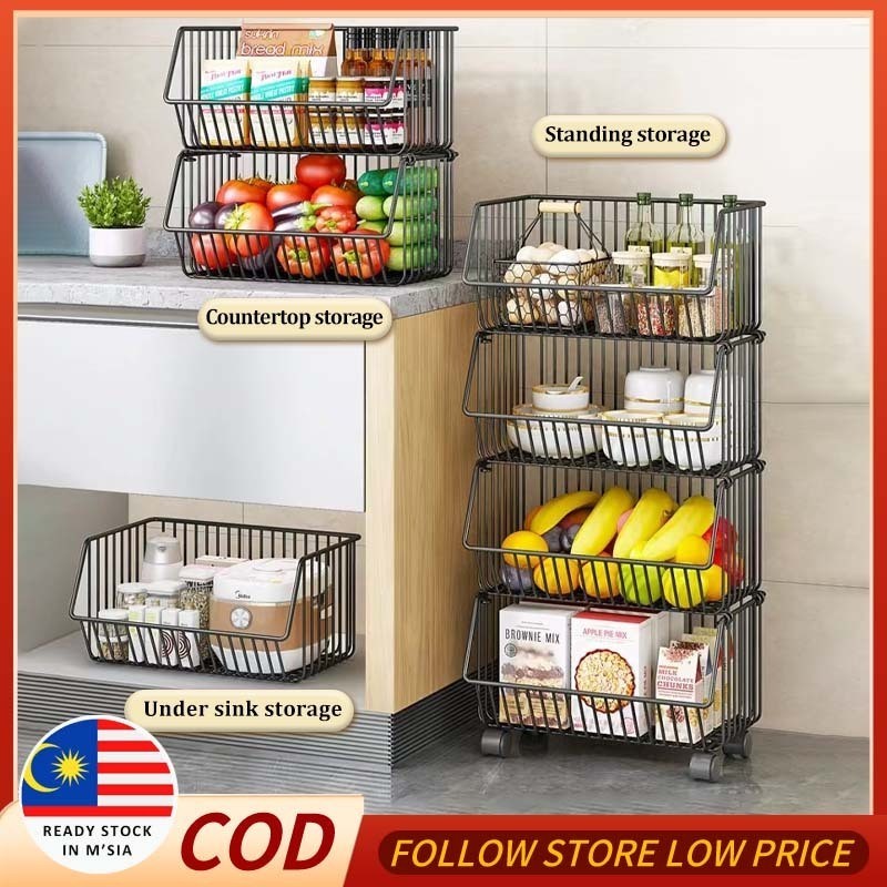 Kitchen Basket Rack Multifunction Storage Rack Office Shelves Home ...