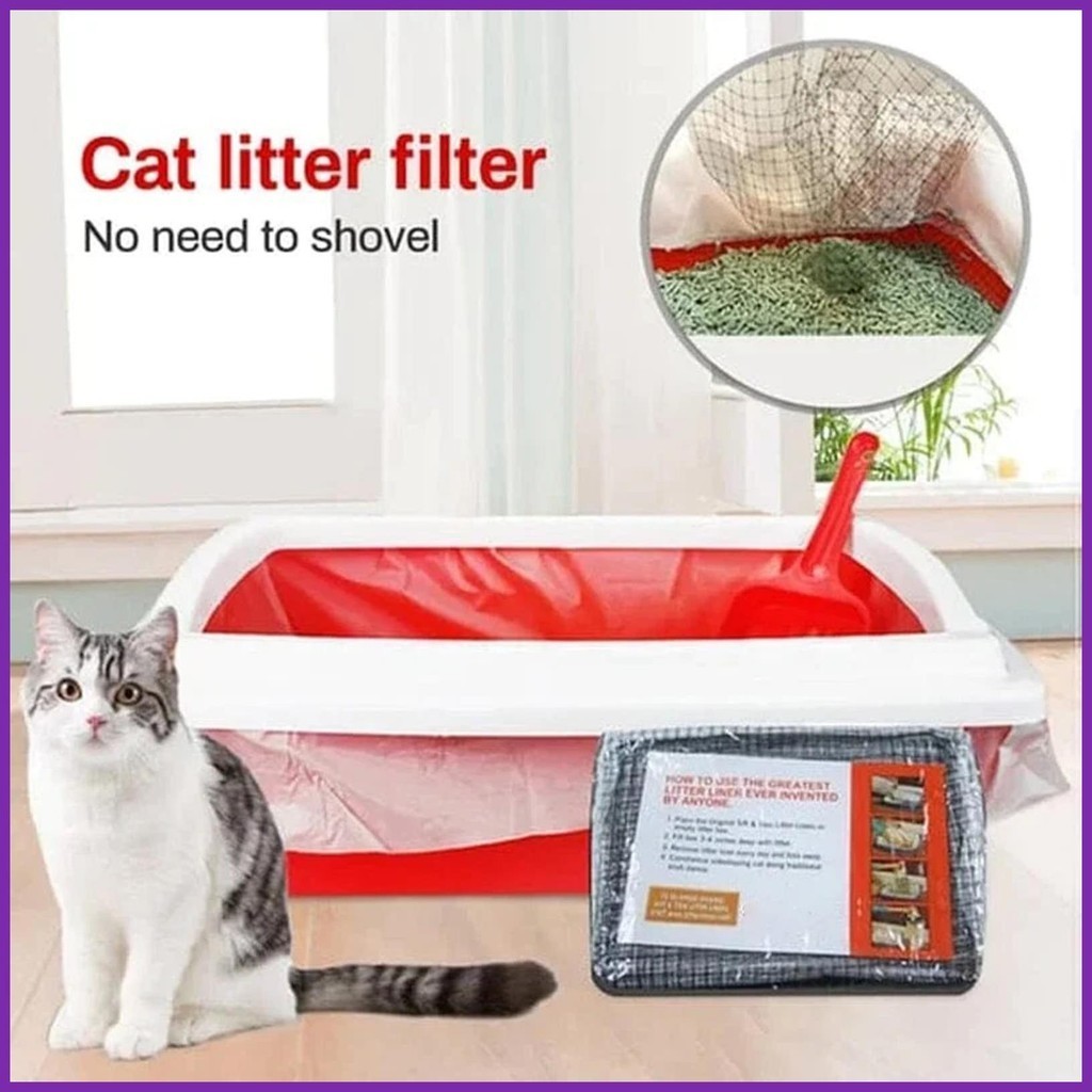 Litter Box Liner 10 Count Kitty Litter Bags Drawstring Cat Litter Box Liners with Filter Net ...