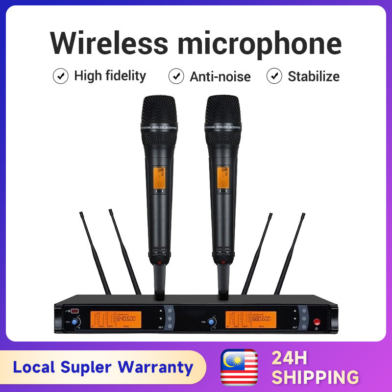 [In Stock] SKM9000 Wireless Microphone 2 handheld 200M receiving distance 4 antennas UHF FM All ...