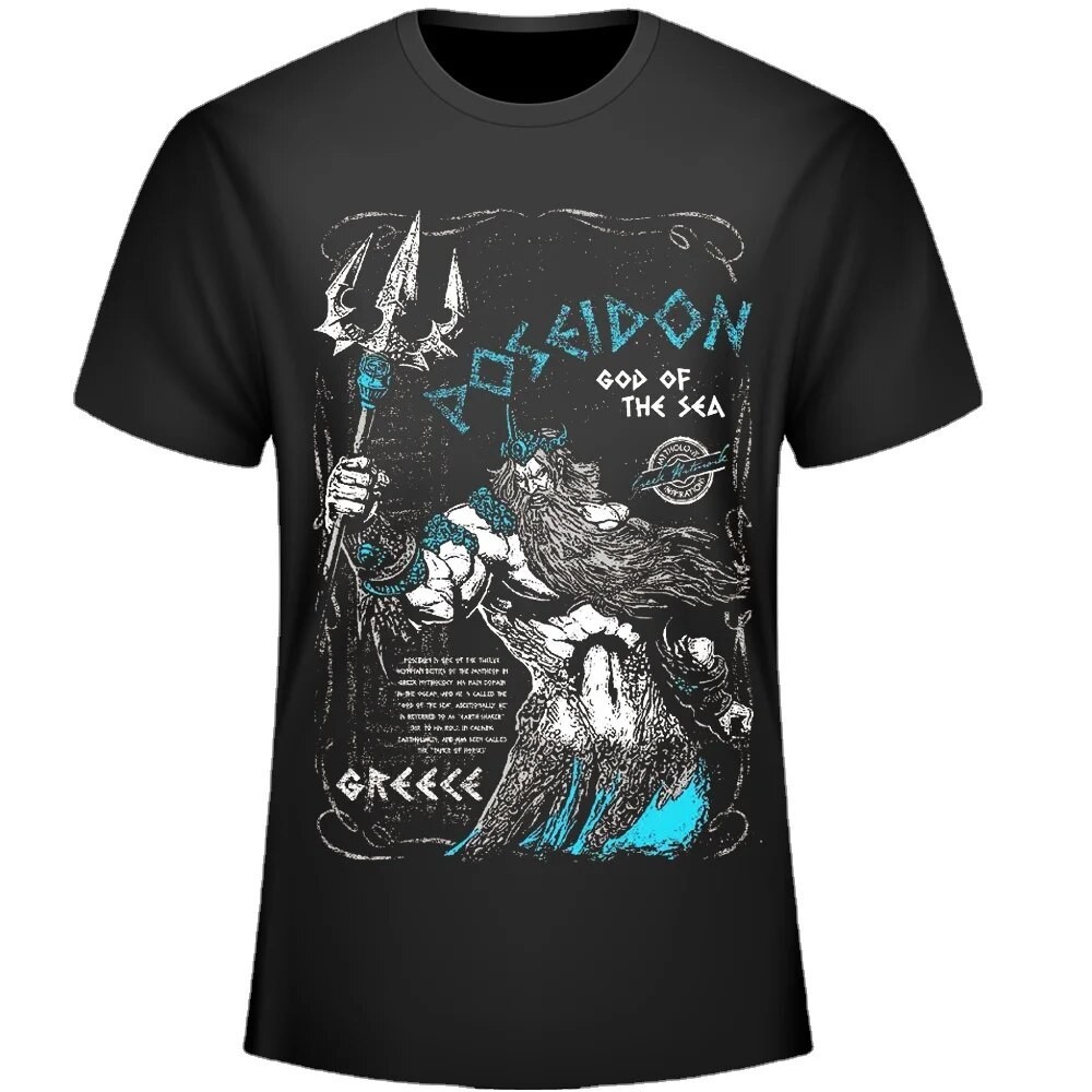 Design Ancient Greek God Of The Sea Poseidon Image Mens Tshirt cotton ...