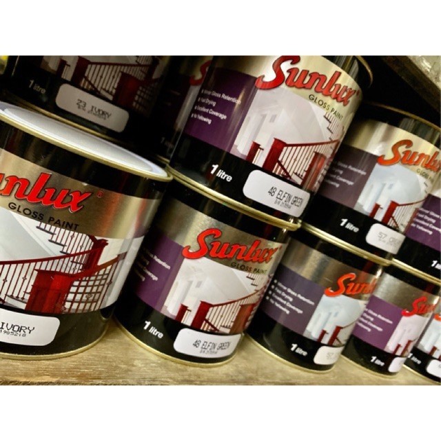 1 Liter SUNLUX Gloss Paint Glossy Wood Or Metal Paint / Cat Kayu Dan ...