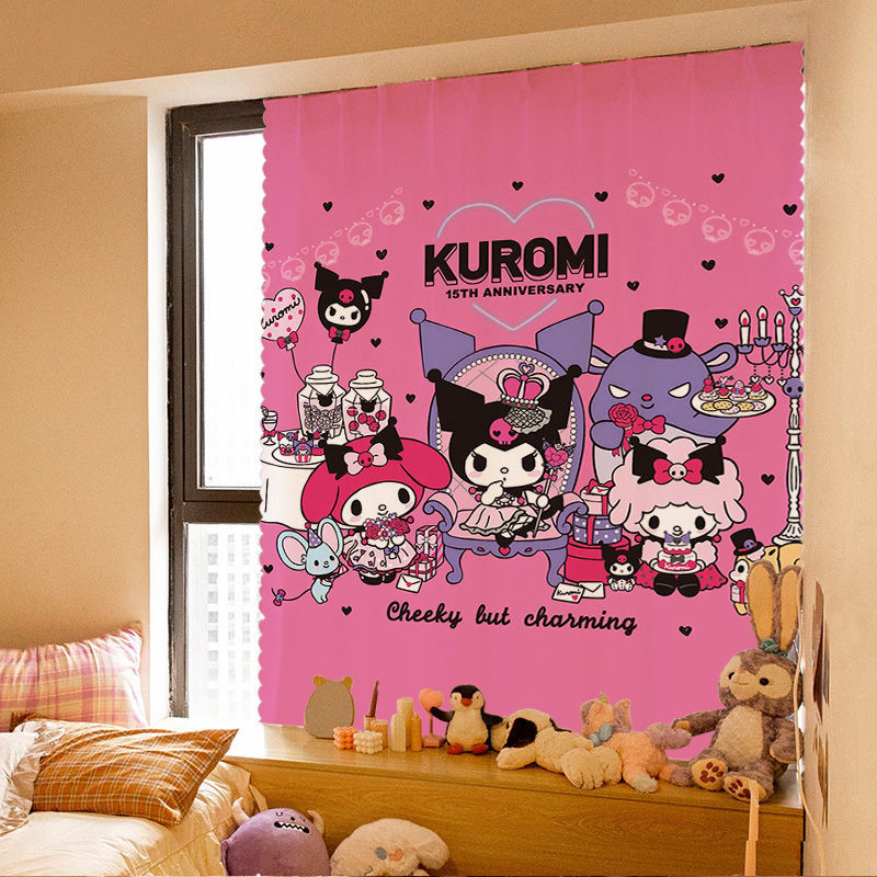 Kuromi Curtain Melody Perforation-Free Rental Room Dormitory Bedroom ...