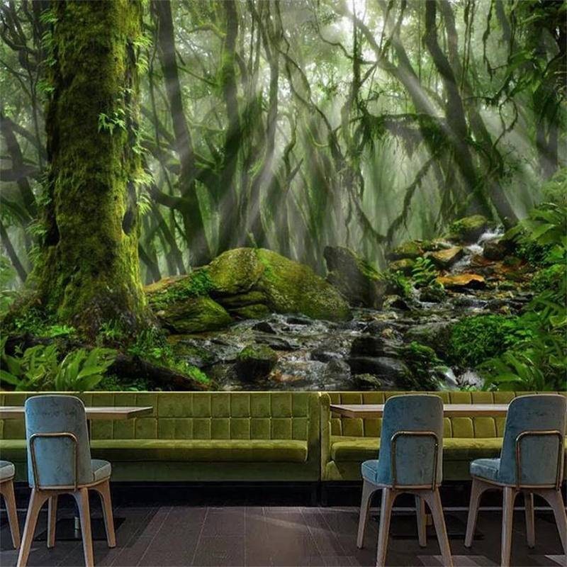 Custom Forest Sunshine Big Tree Stream Natural Landscape Photo ...