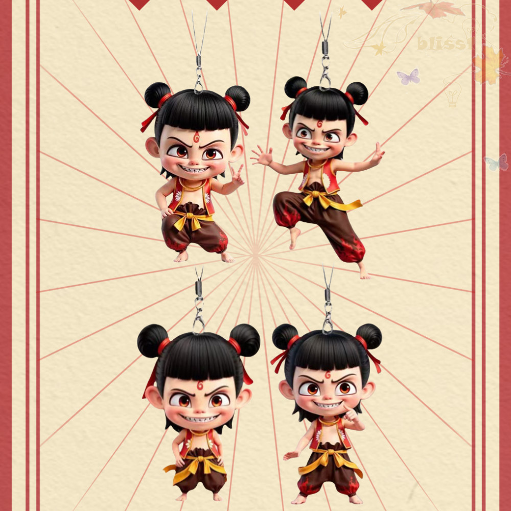 BLISS Anime Ne Zha 2 Keychain, Cartoon Acrylic Ne Zha Pendant, Creative ...