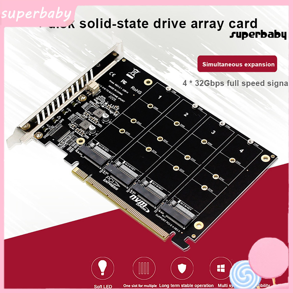 [superbaby.]PH44 NVME 4-Disk Array Card PCIE Signal Split Array Card M.2 NVME SSD to PCIE X16 ...