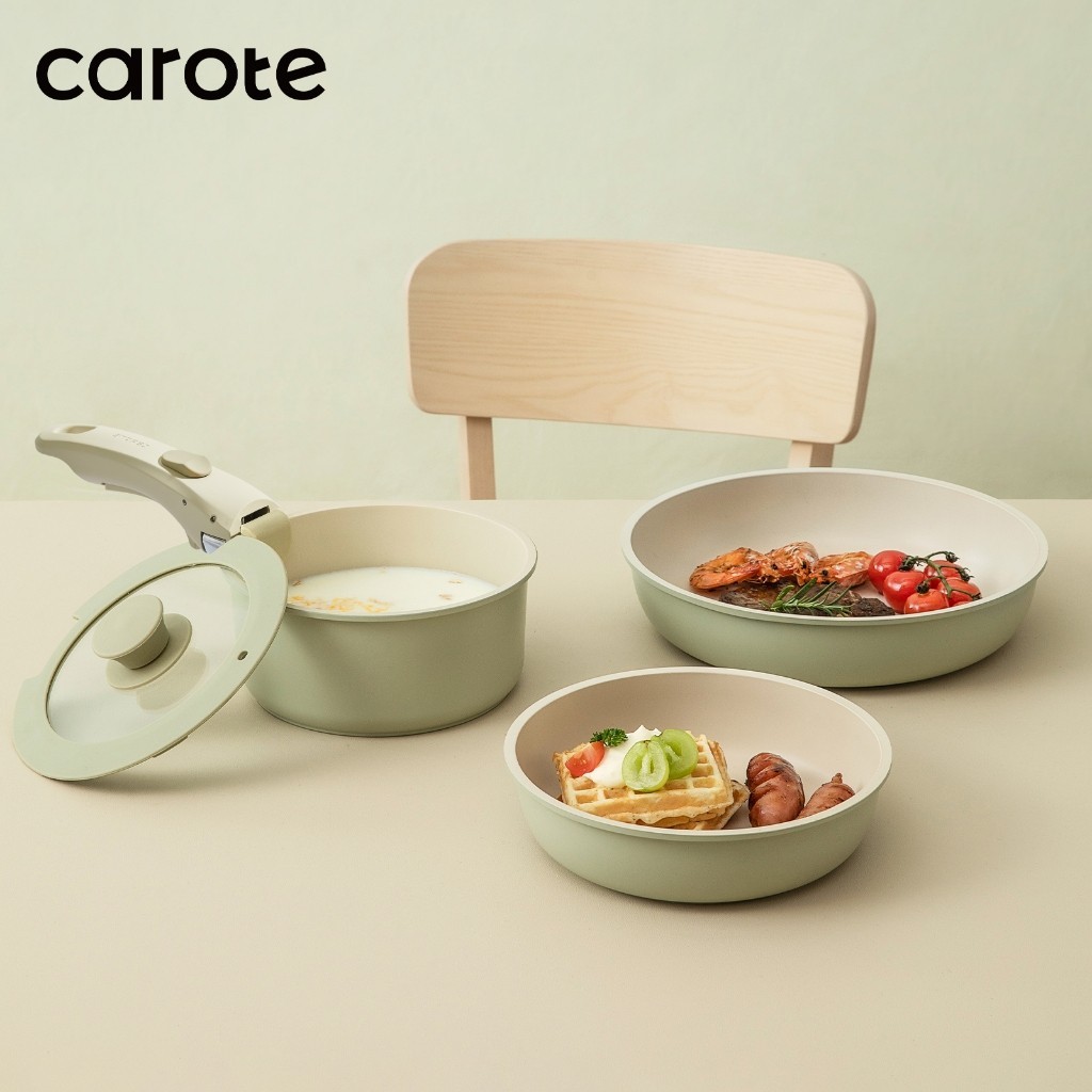 CAROTE green detachable Pots and Pans set 7pcs removable handle non ...
