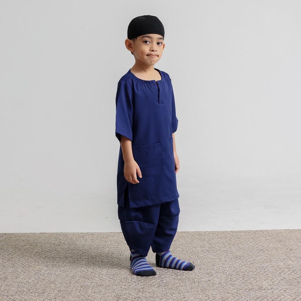 (TT) NASSR Kurta Kids - Navy Blue | Shopee Malaysia