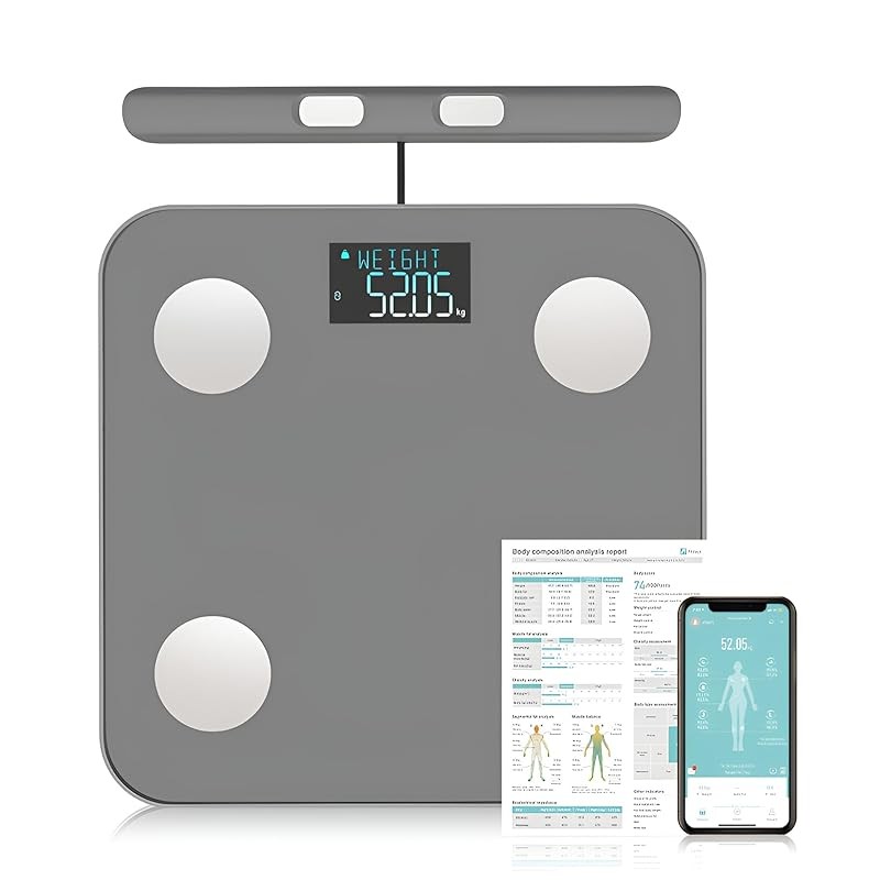 Fitdays Scale for Body Weight and Fat Percentage, 8 Electrodes High Precision Digital Scale for ...