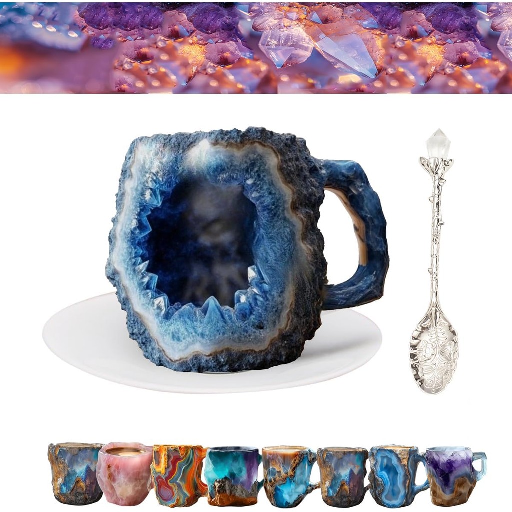 Mineral Crystal Coffee Mugs 2024 New Colorful Natural Mineral Mug 200ml ...