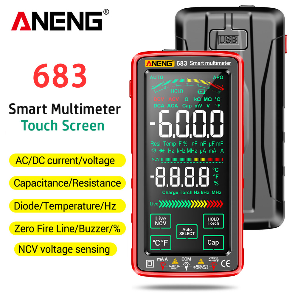 Smart Multimeter Touch 6000 Counts Multimetro Test Rechargeable ...
