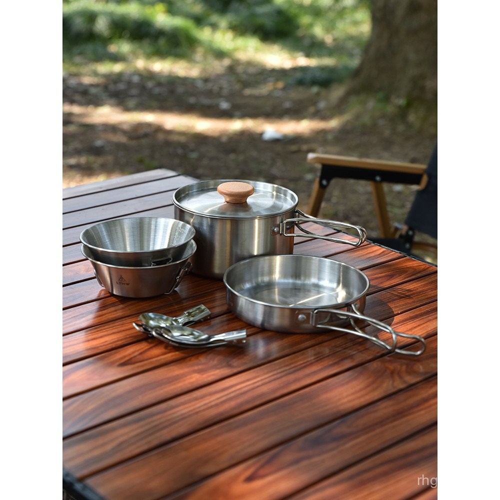 Lthw LTHW Portable Stainless Steel Pot Set Picnic Pot Camping Camping ...