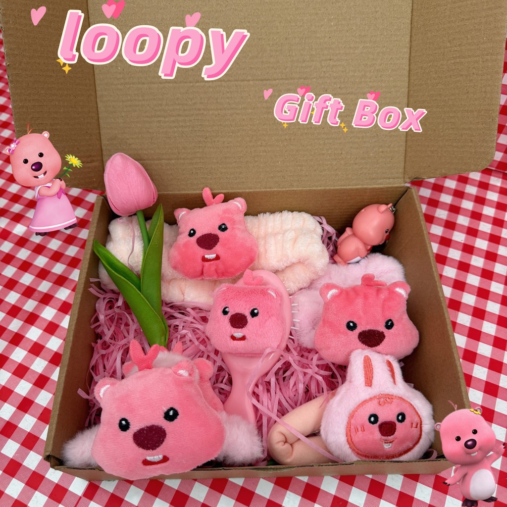 Cute Loopy Gift Box Cartoon Loppy Hair Accessory Box Set Plush Headband ...