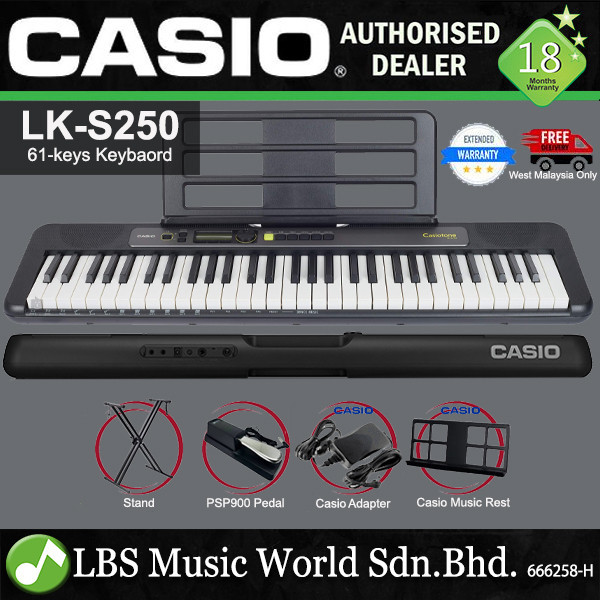 Casio LK-S250 61 Key Casiotone Electric Keyboard Full Package Music ...