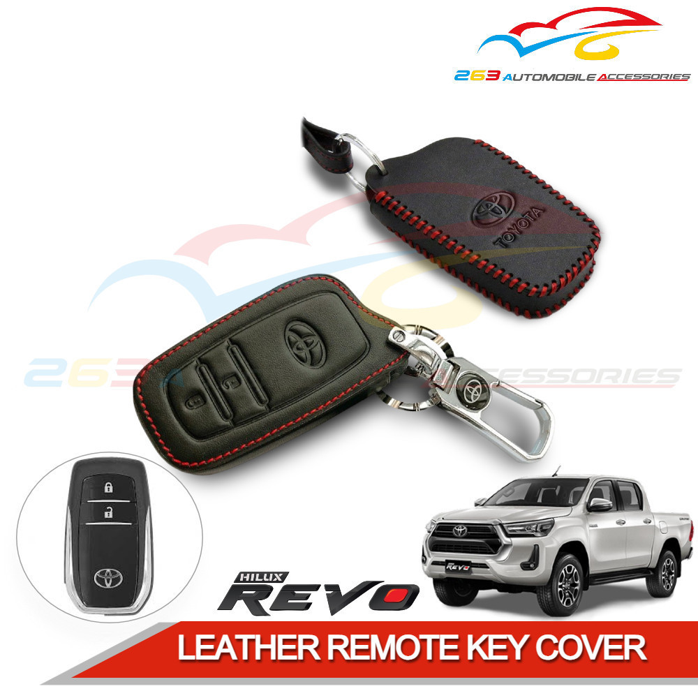 TOYOTA HILUX REVO ROCCO ROGUE LEATHER KEY COVER CASING (BLACK & RED ...