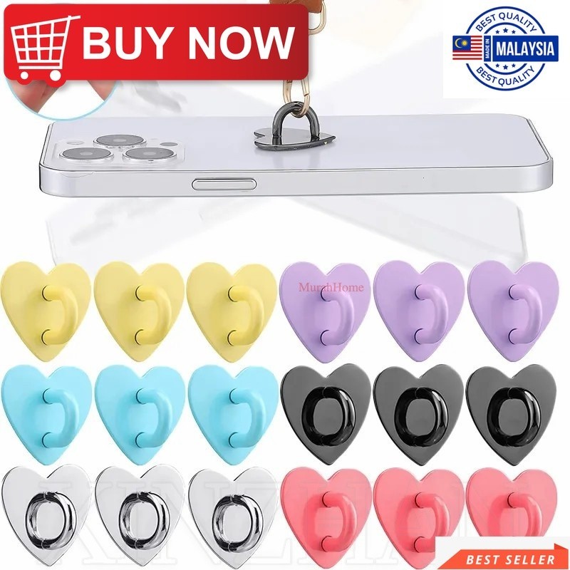 MH Cute Candy Color Love Heart Phone Finger Ring / Metal Heart Shaped ...
