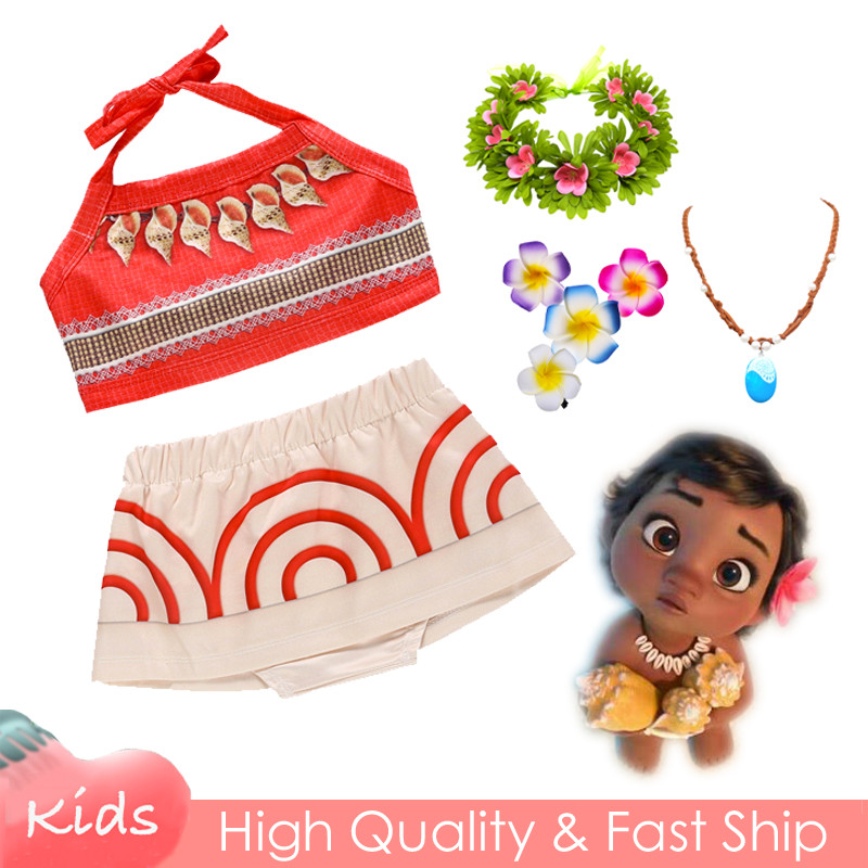 Princess Moana Costume For Kids Girl Halloween Cosplay Costume Summer ...