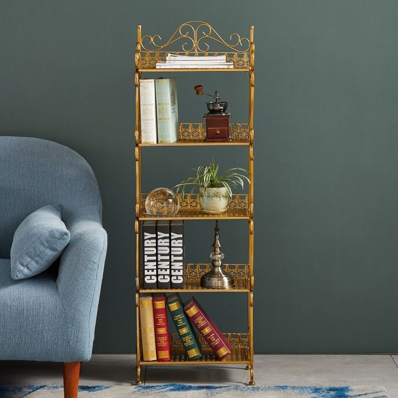 Nordic Floor Small Bookshelf Golden Living Room Simple Shelf Multi ...